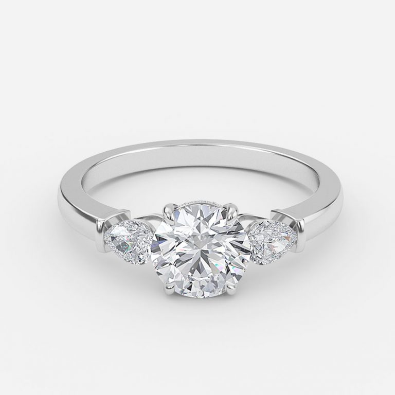 Miriam Round Lab Grown Diamond Three Stone Engagement Ring