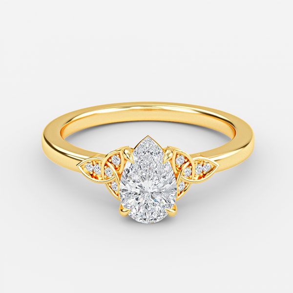 Elswin Pear Halo Engagement Ring – Loose Grown Diamond
