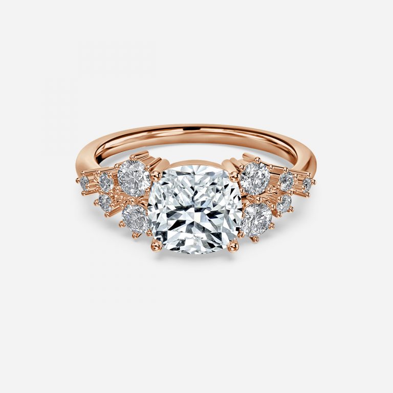 Elswin Cushion Halo Lab Created Diamond Engagement Ring